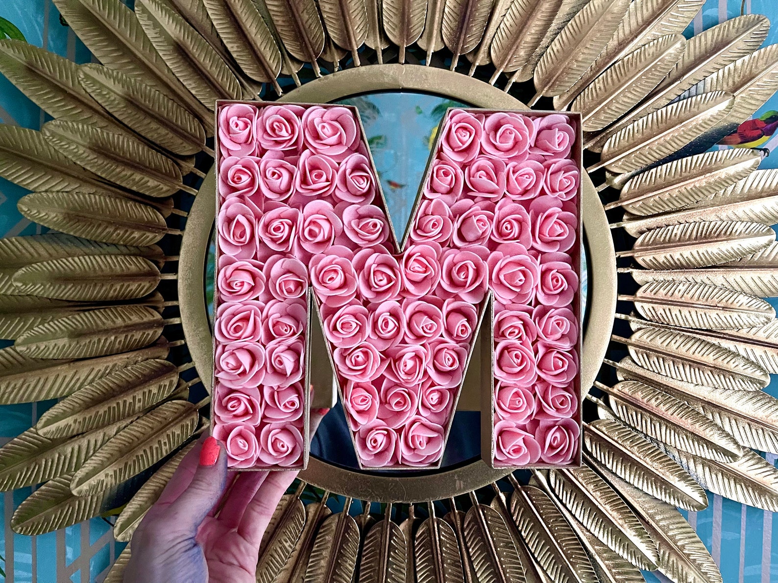 Coral Rose Letter M: Floral Home or Wedding Decor - Etsy