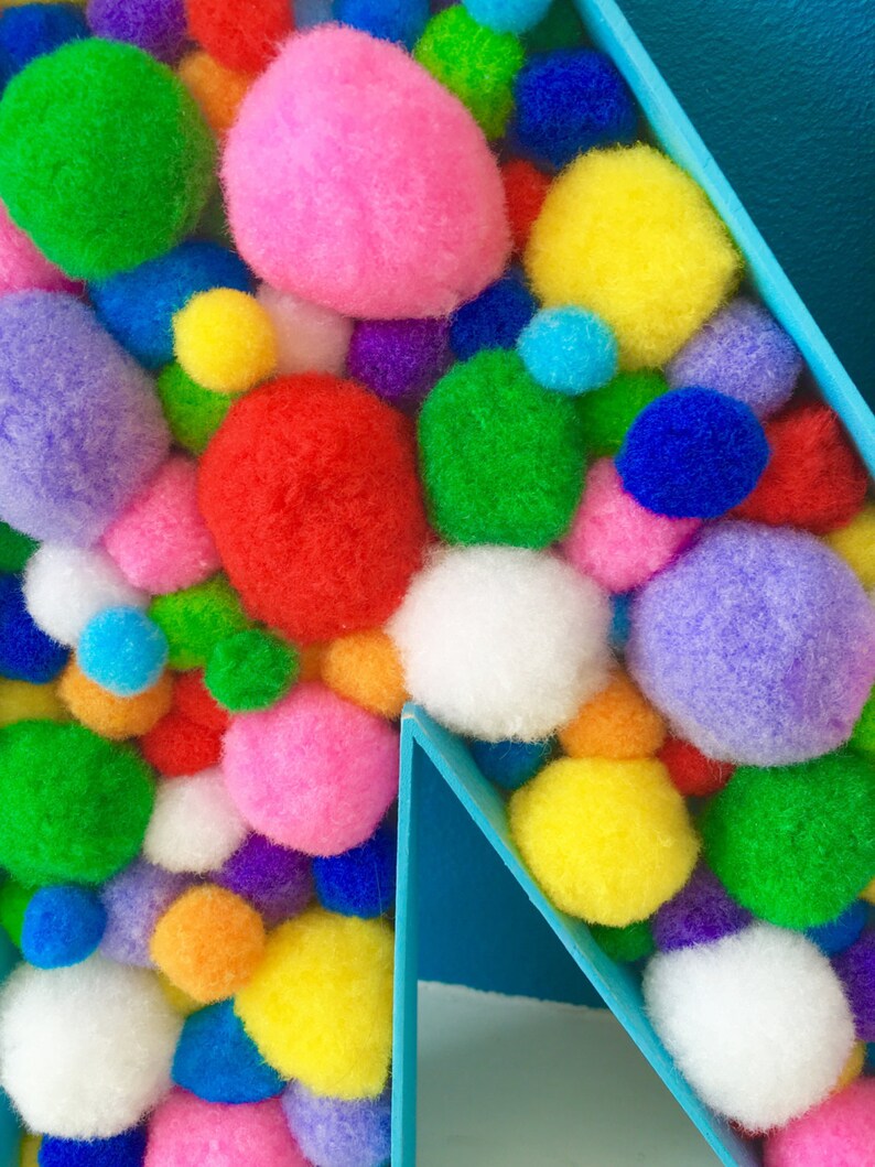 Large Wooden Letter Filled With Multicoloured Pom Poms Home | Etsy India