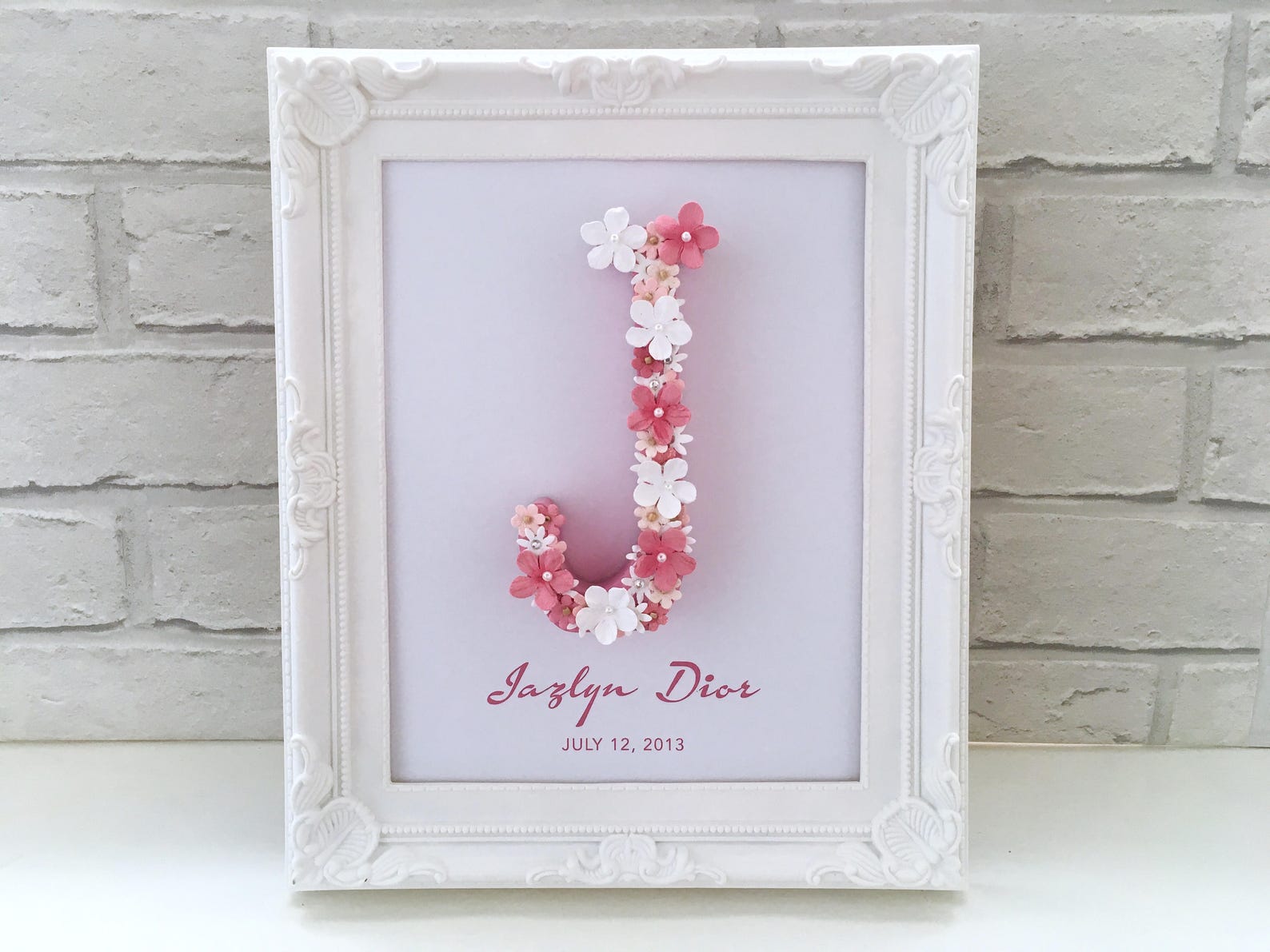 Floral Letter Frame: Shabby Chic Nursery Decor, Baby Name Gift - Etsy