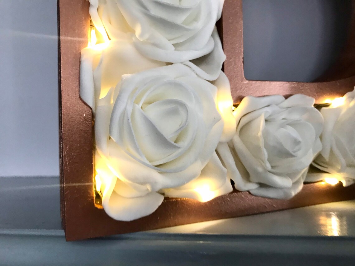 Rose Filled Letters White Rose Initials Personalised Copper - Etsy UK