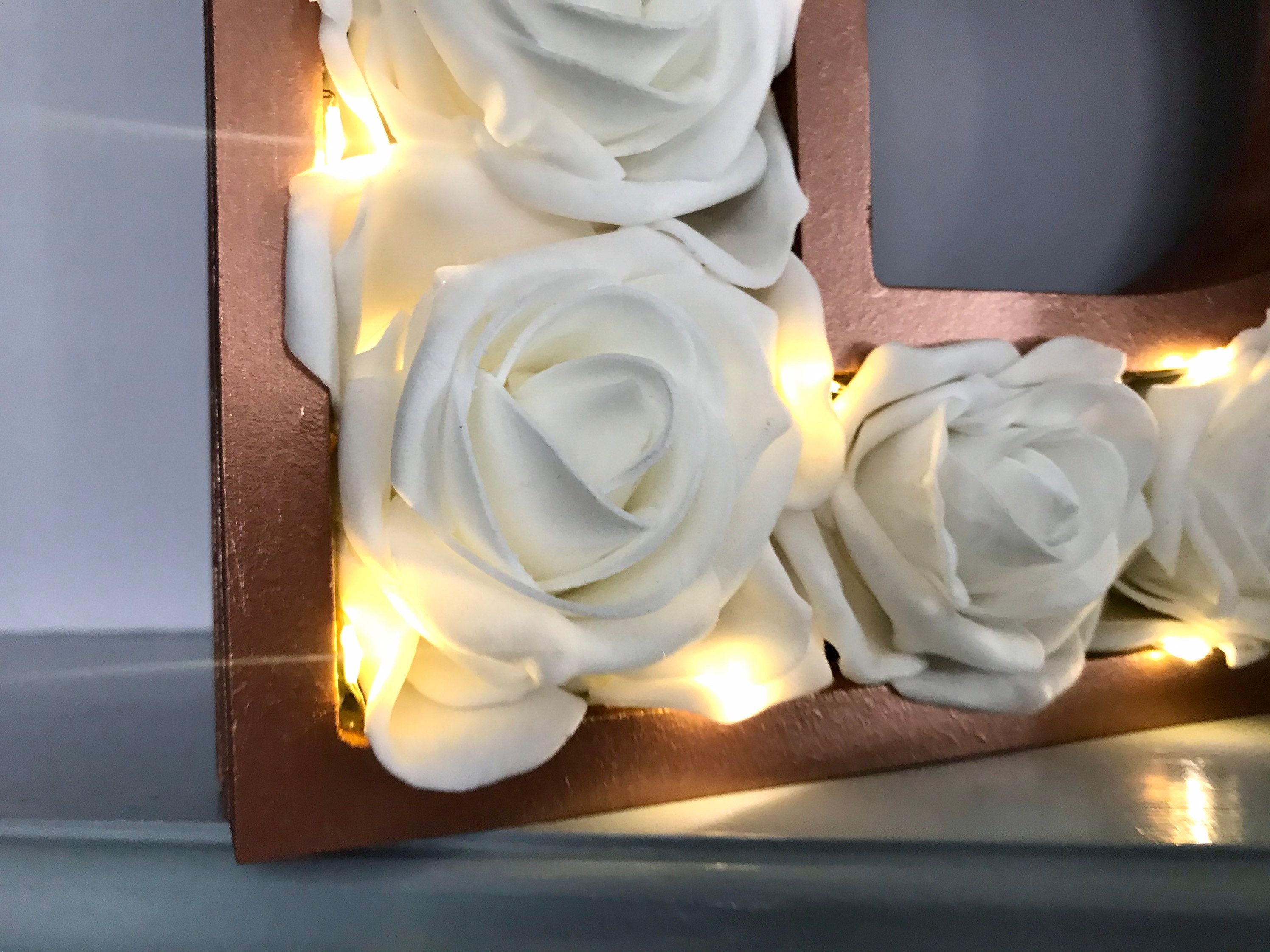 Rose Filled Letters White Rose Initials Personalised Copper - Etsy