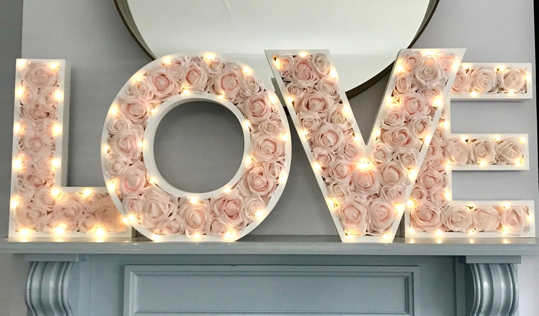 Floral LOVE Sign: Large Flower Letters With LED Lights - Etsy