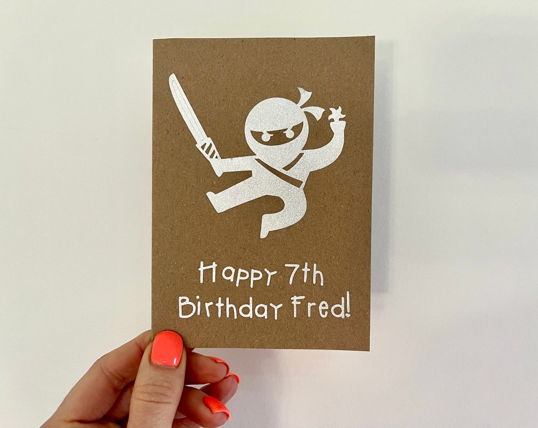 Personalized Ninja Warrior Birthday Card: Silver Glitter - Etsy
