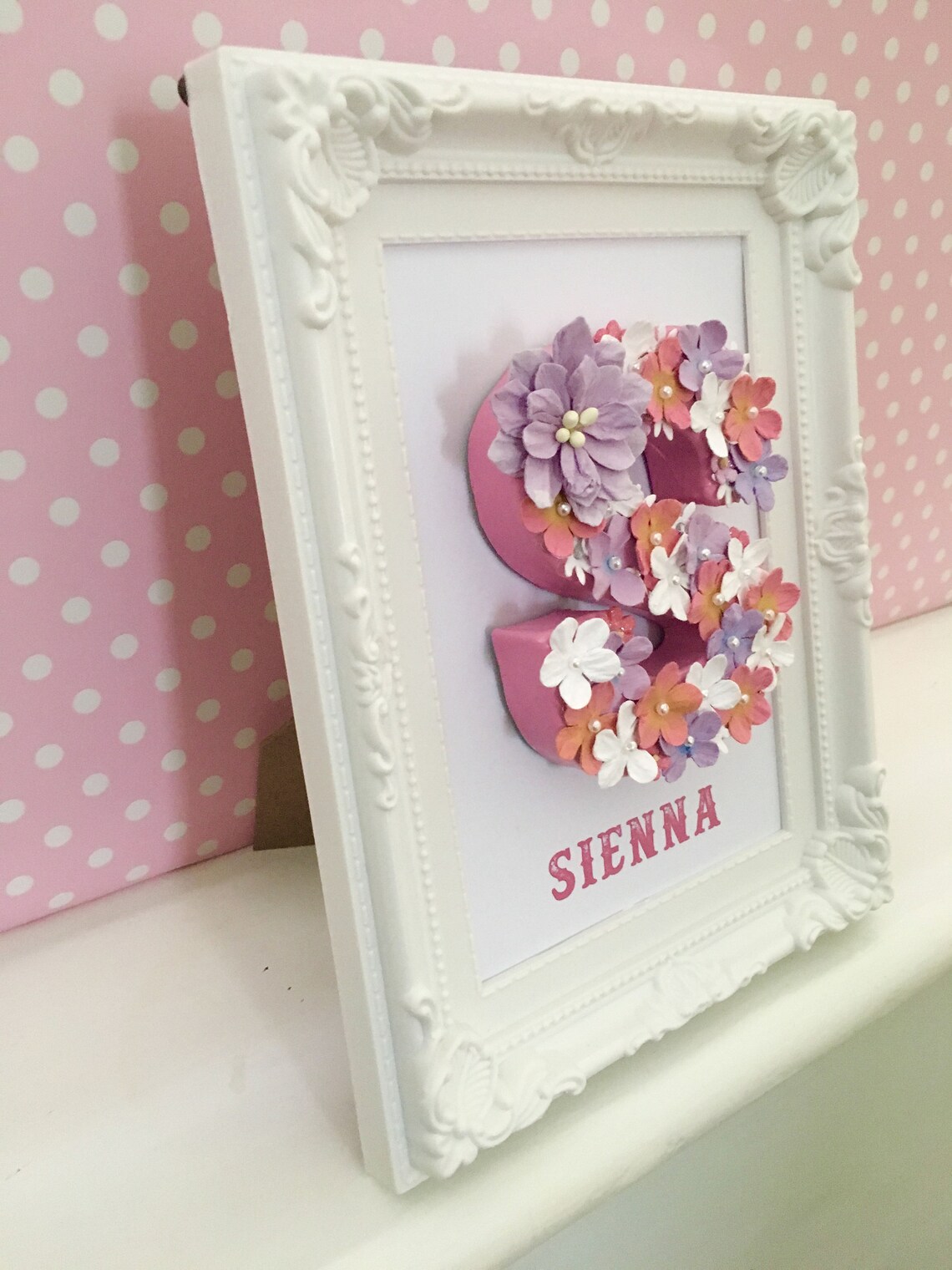 Custom Floral Letter Vintage Name Frame Nursery Floral | Etsy