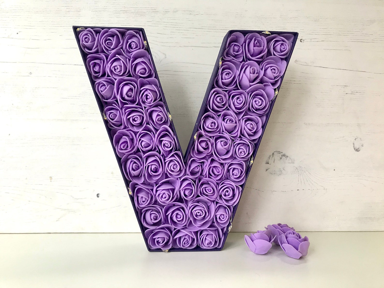 Purple Floral Letter Light up Flower Initial Purple Home | Etsy