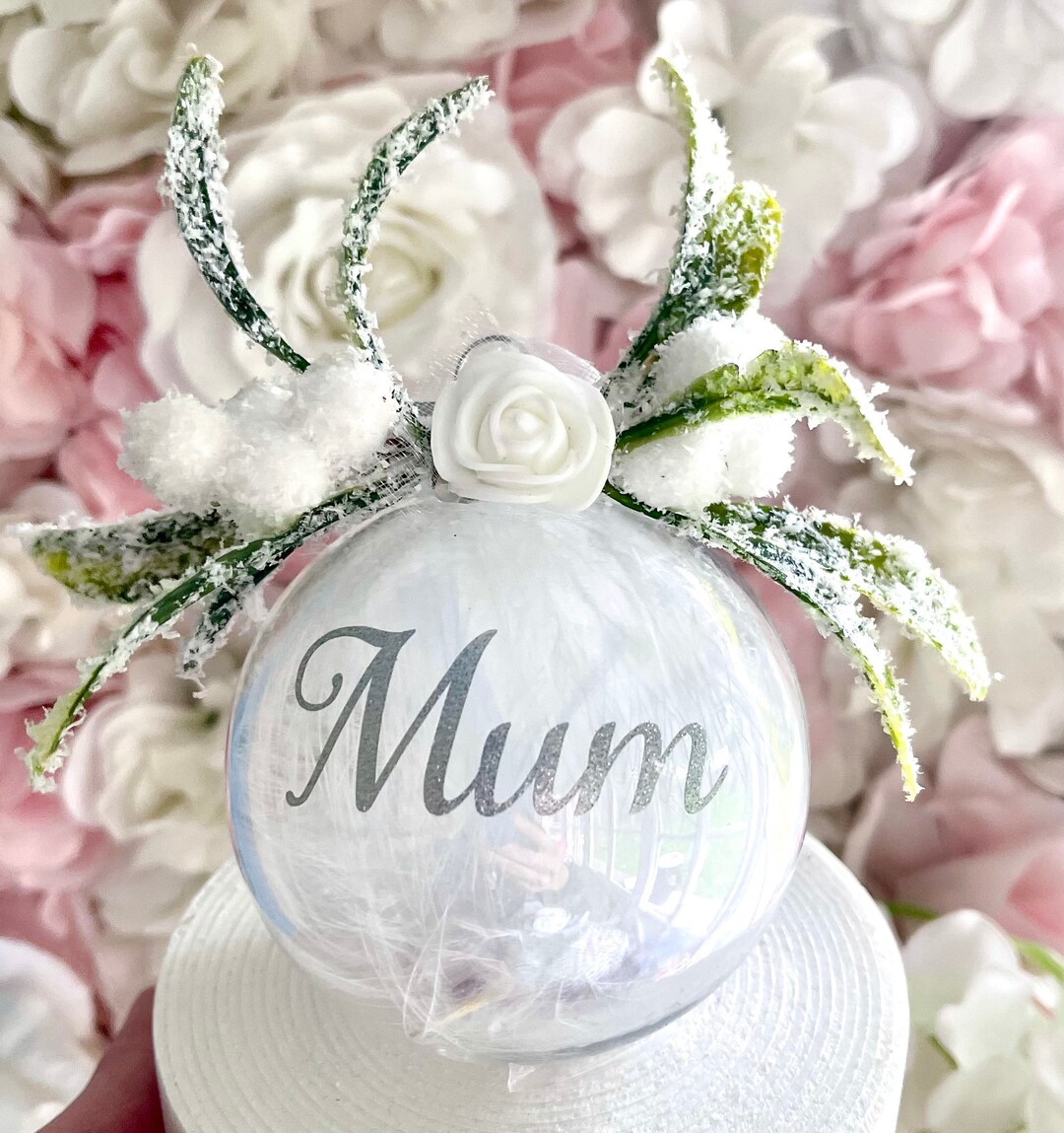 Personalized Mum Christmas Bauble: Feather-filled Decoration - Etsy UK