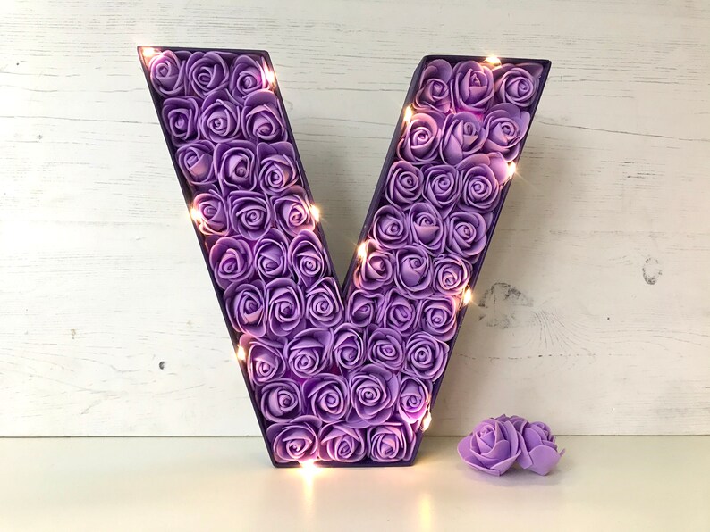 Purple Floral Letter Light up Flower Initial - Personalised Home Decor ...