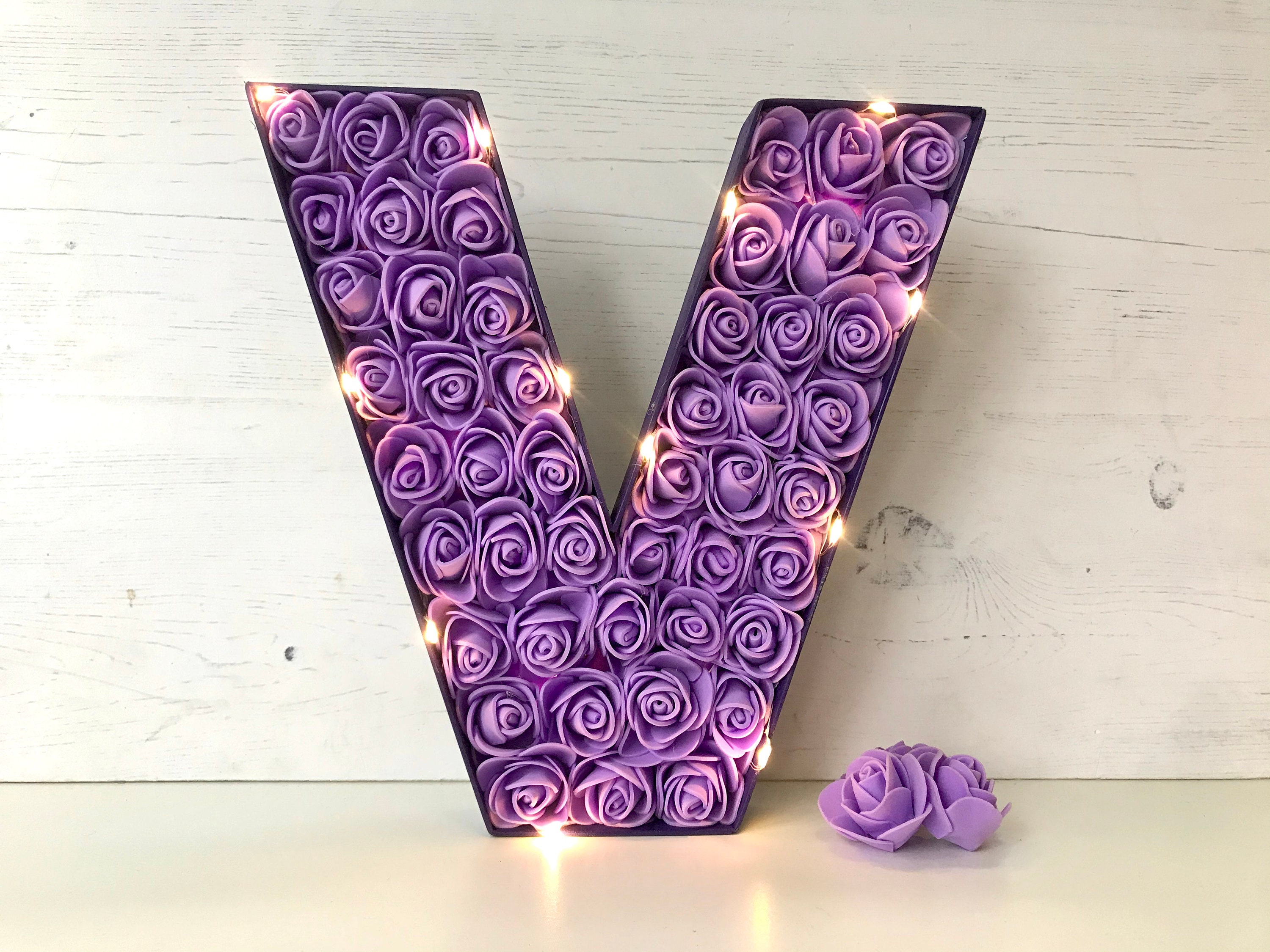 Purple Floral Letter Light up Flower Initial - Personalised Home Decor ...