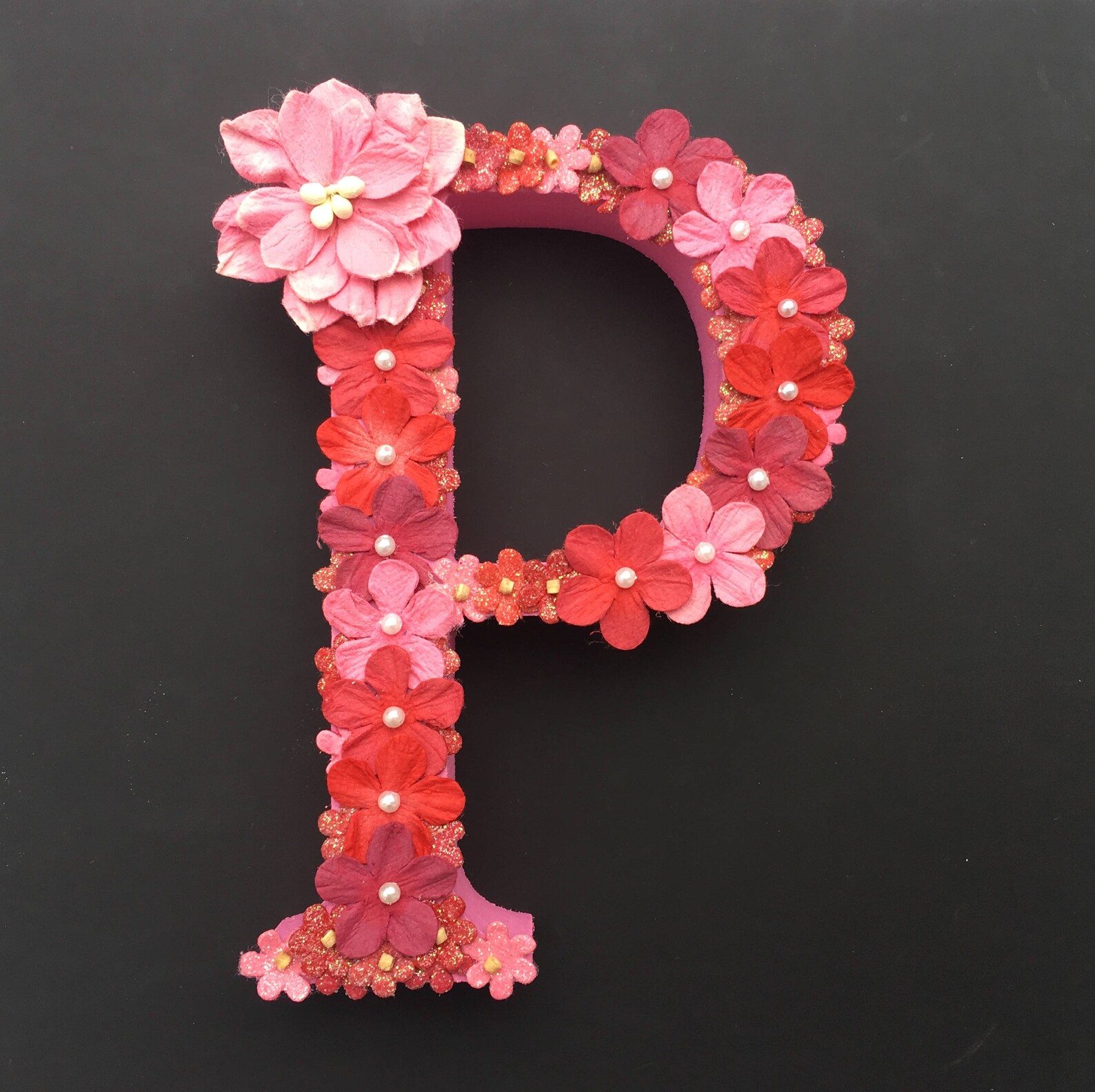 Personalised Initial Frame Pink and Red Name Sign | Etsy