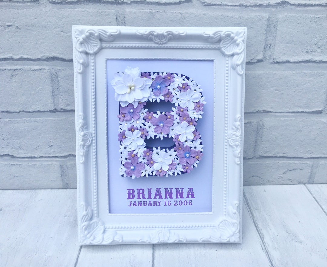 Floral Lavender Letter Frame: Personalized Nursery Decor - Etsy