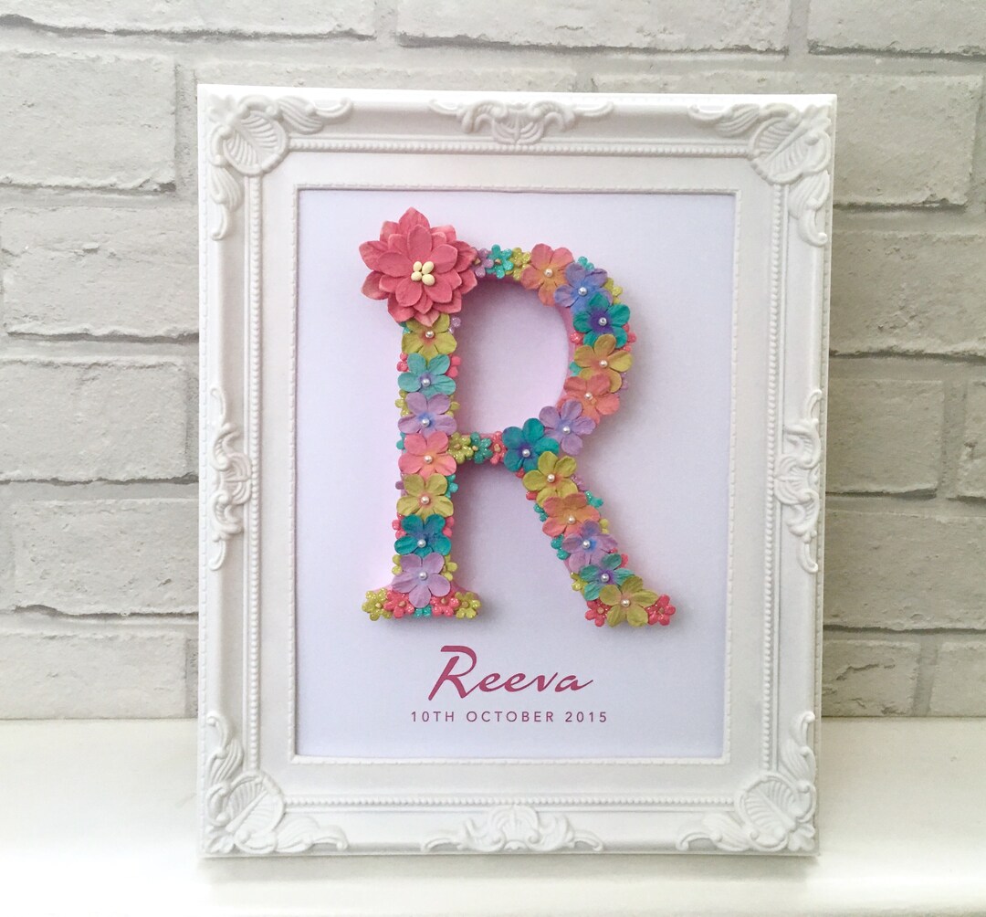 Personalized Floral Letter Frame: Nursery Wall Art - Etsy