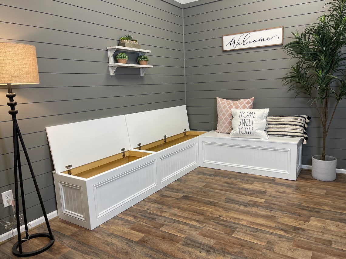 Custom Handcrafted L-shaped Kitchen Bench - Banquette Storage ...
