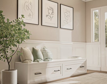 Shaker Style Mudroom Entryway Bench With Front Drawers and Storage - Etsy