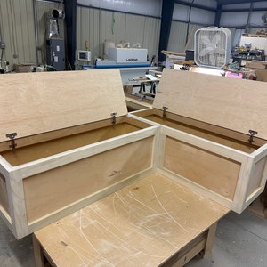 UNFINISHED Corner Storage Bench With Shaker Style and Lifting Top ...