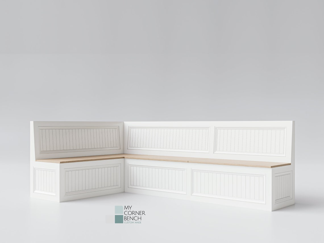 Rustic Modern Corner Bench With Slanted Backrest, Custom Finishes for ...