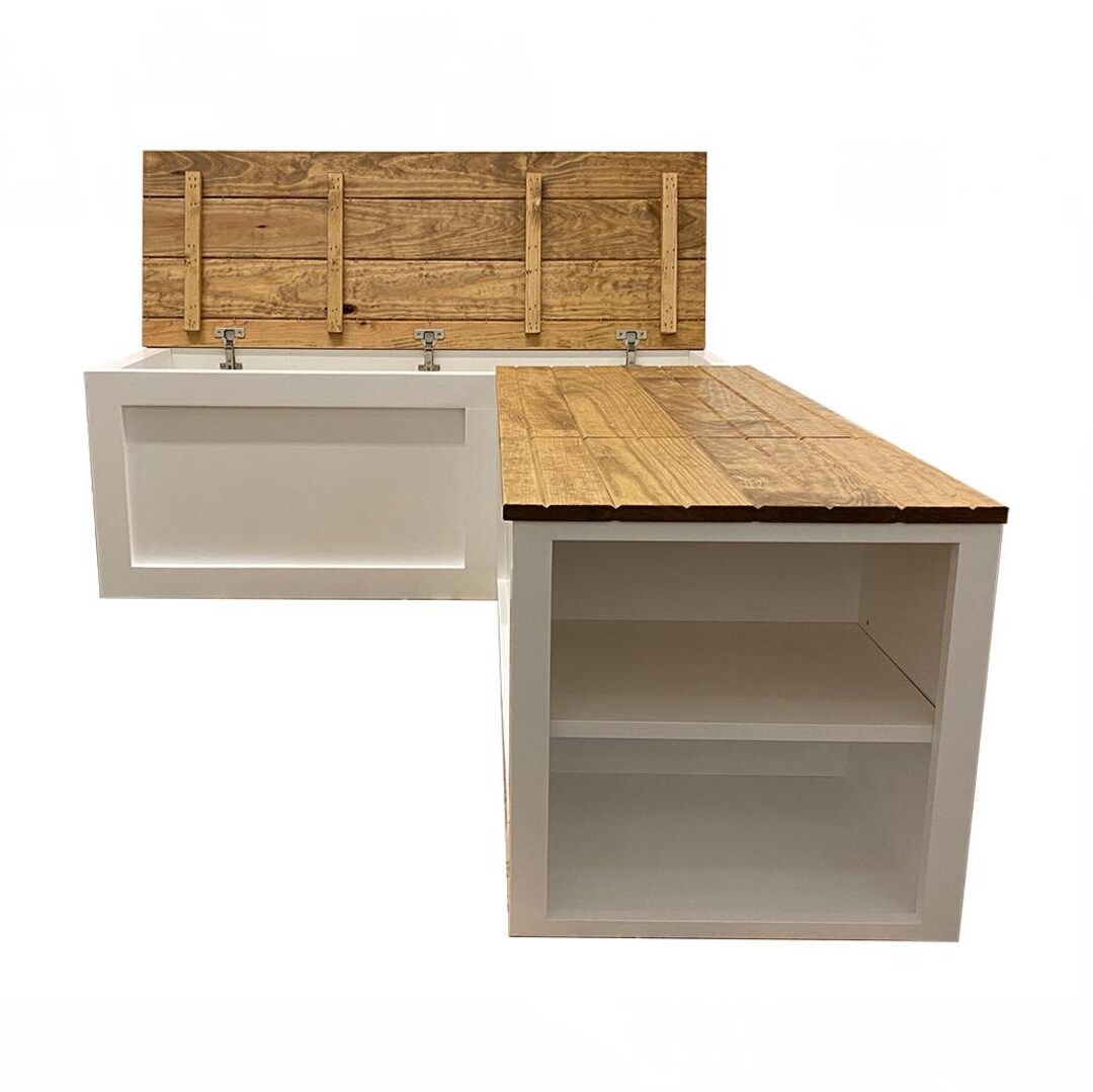 Handcrafted L-shaped Bench With Shelving - Custom Finishes, Versatile ...