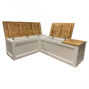 Handcrafted L-shaped Bench With Shelving - Custom Finishes, Versatile ...