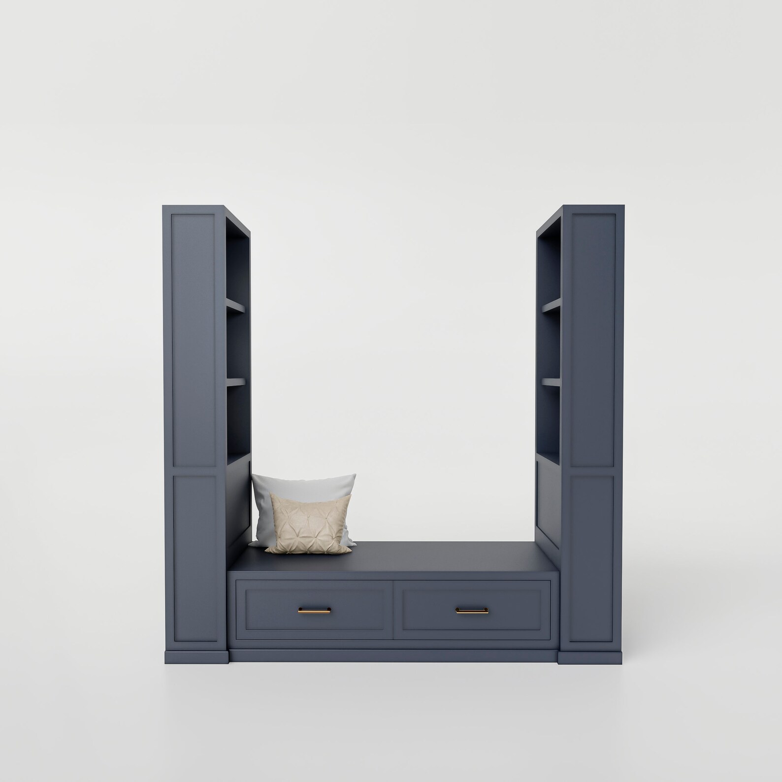 Custom Reading Nook With Front Drawers and Two Bookshelves: Your Cozy ...
