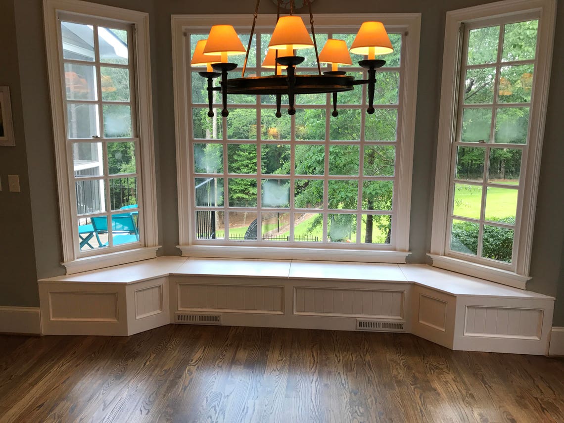 Custom Corner Banquette Bench for Bay Window Kitchen Seating, Breakfast ...