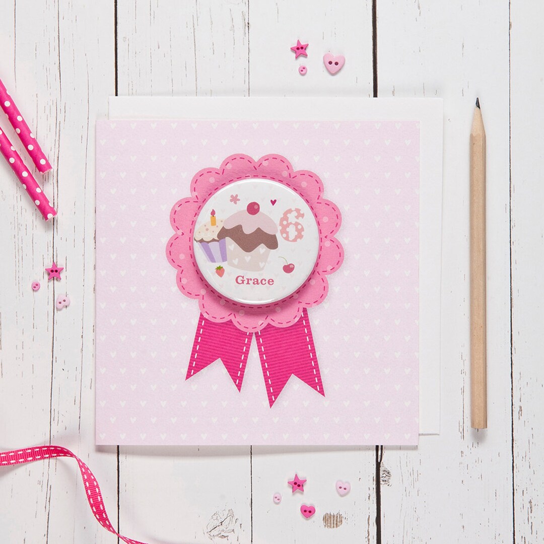 Personalised Girl's Age Badge Card - Cupcake - Etsy