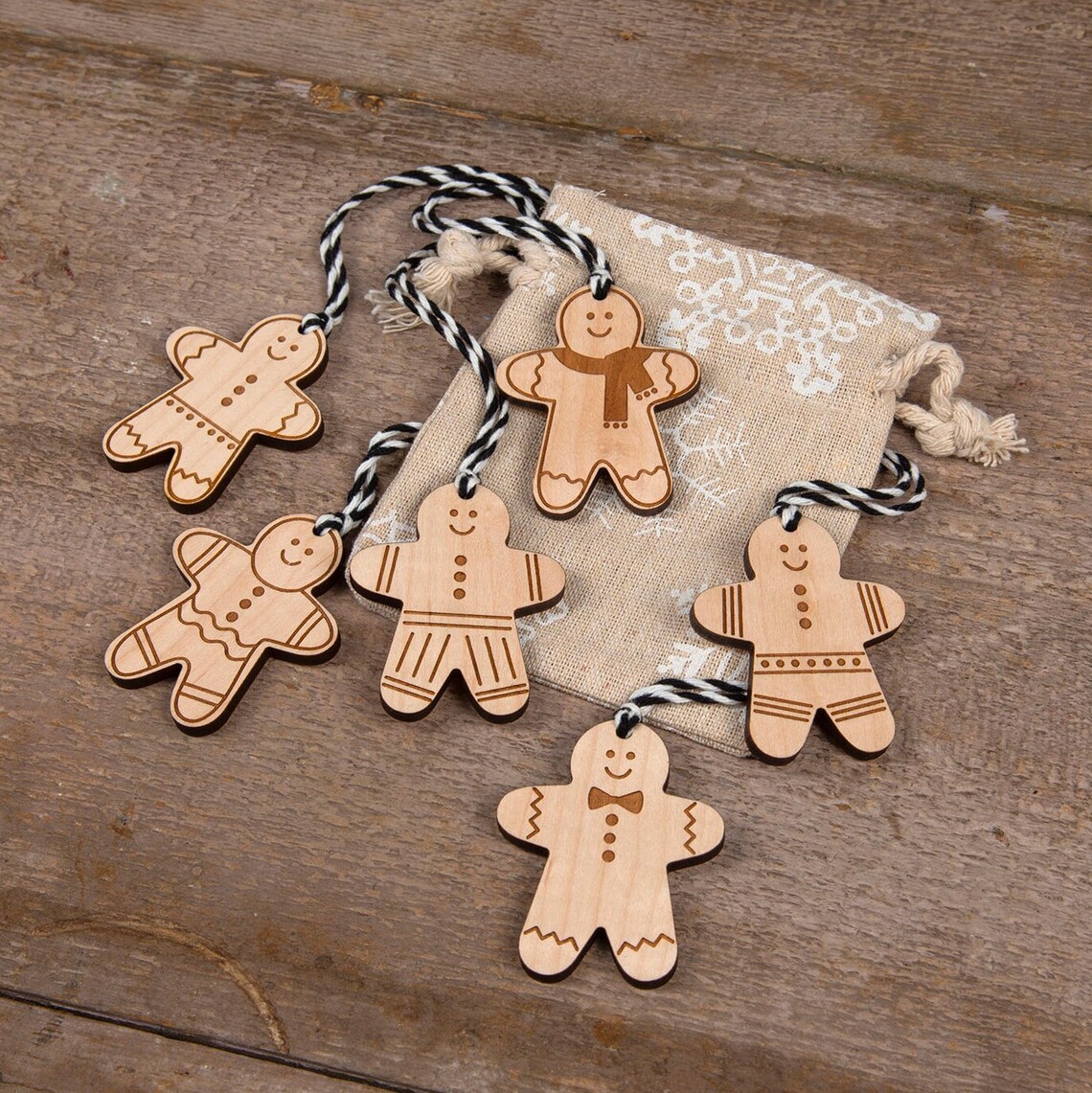 Mini Wooden Gingerbread Men Tree Decorations - Etsy