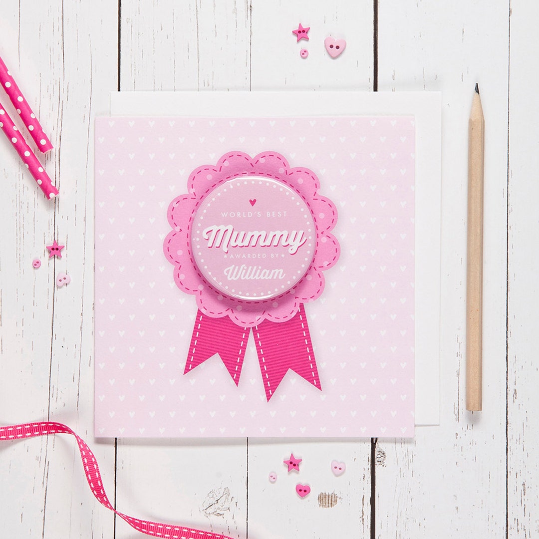 Personalised World's Best Mummy Badge Card - Etsy