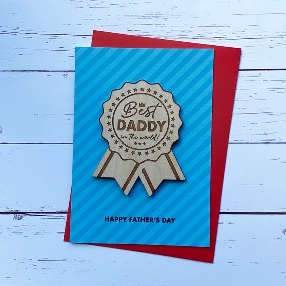 Best Daddy in the World Pin Badge Father's Day Card | Etsy