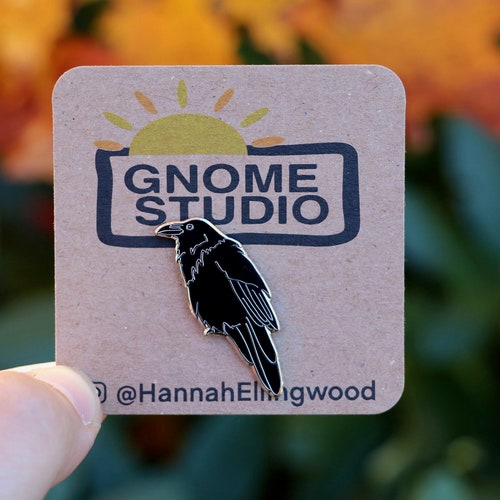 The Raven Enamel Pin Hard Enamel Raven Pin Cute Crow Pin - Etsy