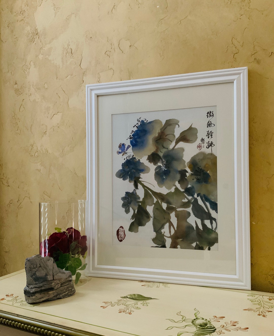 Suave brisa / Marco incluido / 11x14 Caligrafía y pintura china ...