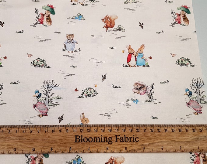 Peter Rabbit Fabric, All Characters Cotton 100% Cotton, Craft and ...