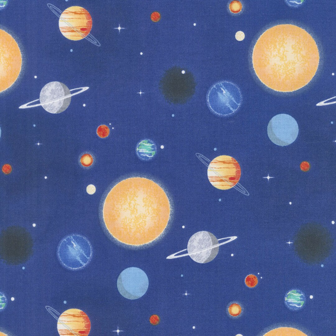 Space Fabric, Planets Blue Fabric, Out of This World With Nasa, Riley ...