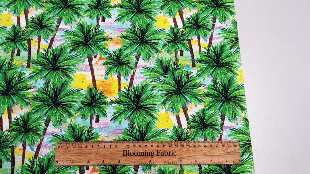 Tropical Holiday Fabric, Palm Tree Fabric, Hawaii Cotton 100% Cotton ...