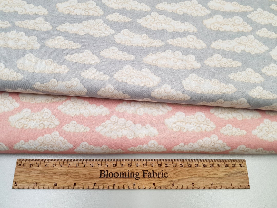 Cloud Fabric, Grey Fabric, Pink Cloud Fabric, 100% Cotton Print, Craft ...