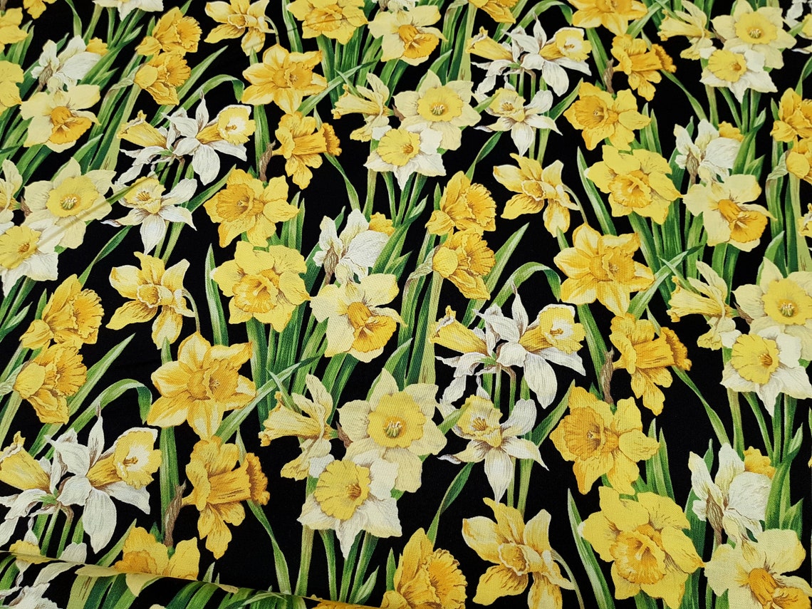 Daffodil Fabric Spring Flower Fabric 100% Cotton Fabric - Etsy