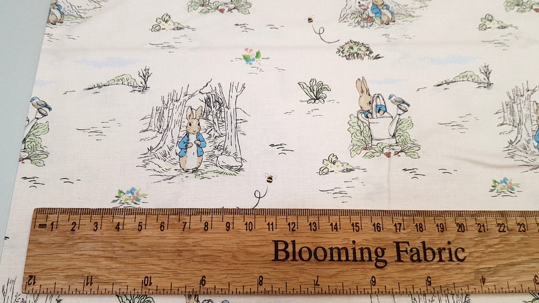 Peter Rabbit Fabric, Adventures on Ivory 100% Cotton, Craft and ...