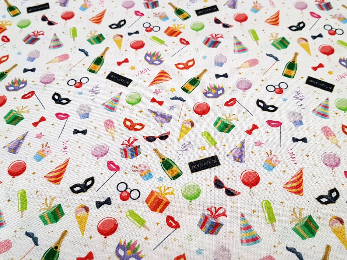 Celebration Fabric Party Fabric Desserts Cotton Fabric - Etsy UK