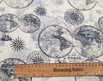World Map Fabric - Etsy