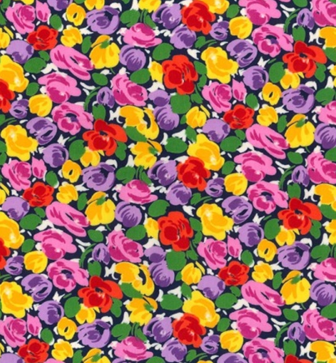 Bright Cotton Fabric, Colorful Small Flower Print Cotton, 100% Cotton ...
