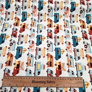 Food Truck Fabric, Fast Food Fabric, Sandwich Shop Fabric 100% Cotton ...