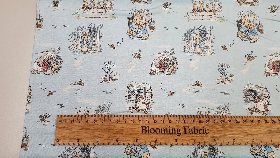 Peter Rabbit Fabric, Friends on Light Blue, 100% Cotton, Craft and ...