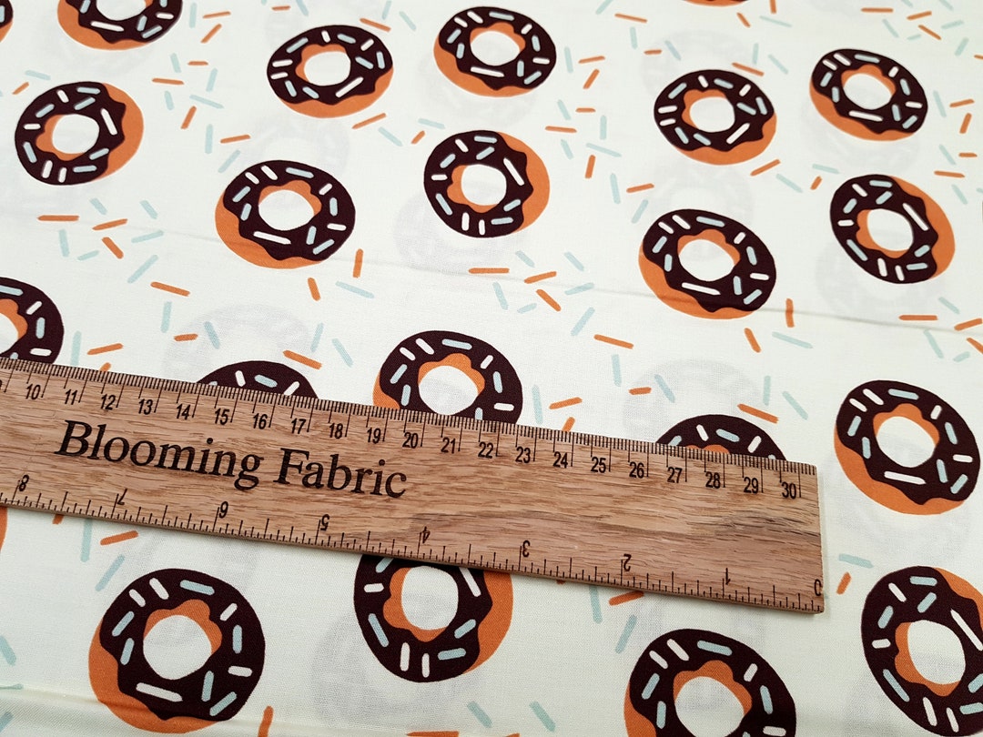 Donut Cotton Fabric, 100% Woven Cotton Food Fabric Print, Cotton ...