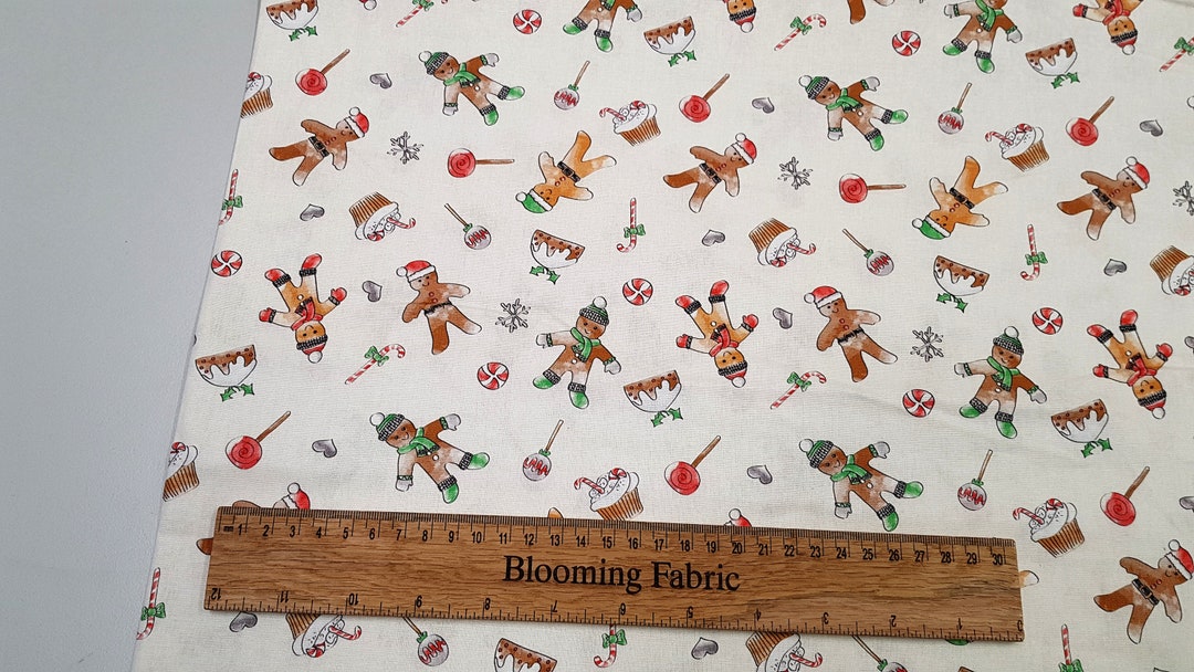 Gingerbread Men Cotton Fabric Quilting Fabric, Yard/meter Wide 43" - Etsy