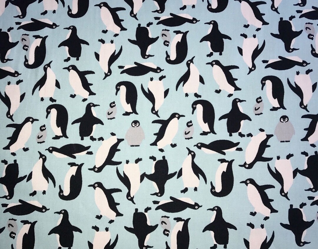Penguin Cotton Fabric, Winter Birds Nursery Print - Etsy