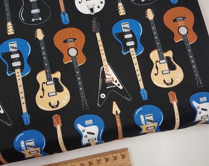 Musical Instrument Fabric, Guitars Fabric, Rock Roll Music Fabric 100% ...