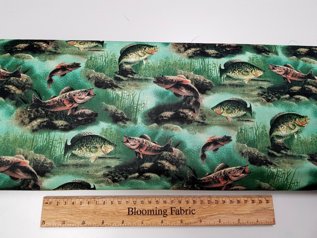 Fishing Fabric, Fish Fabric, Bass Fabric, 100% Woven Cotton Fabric ...