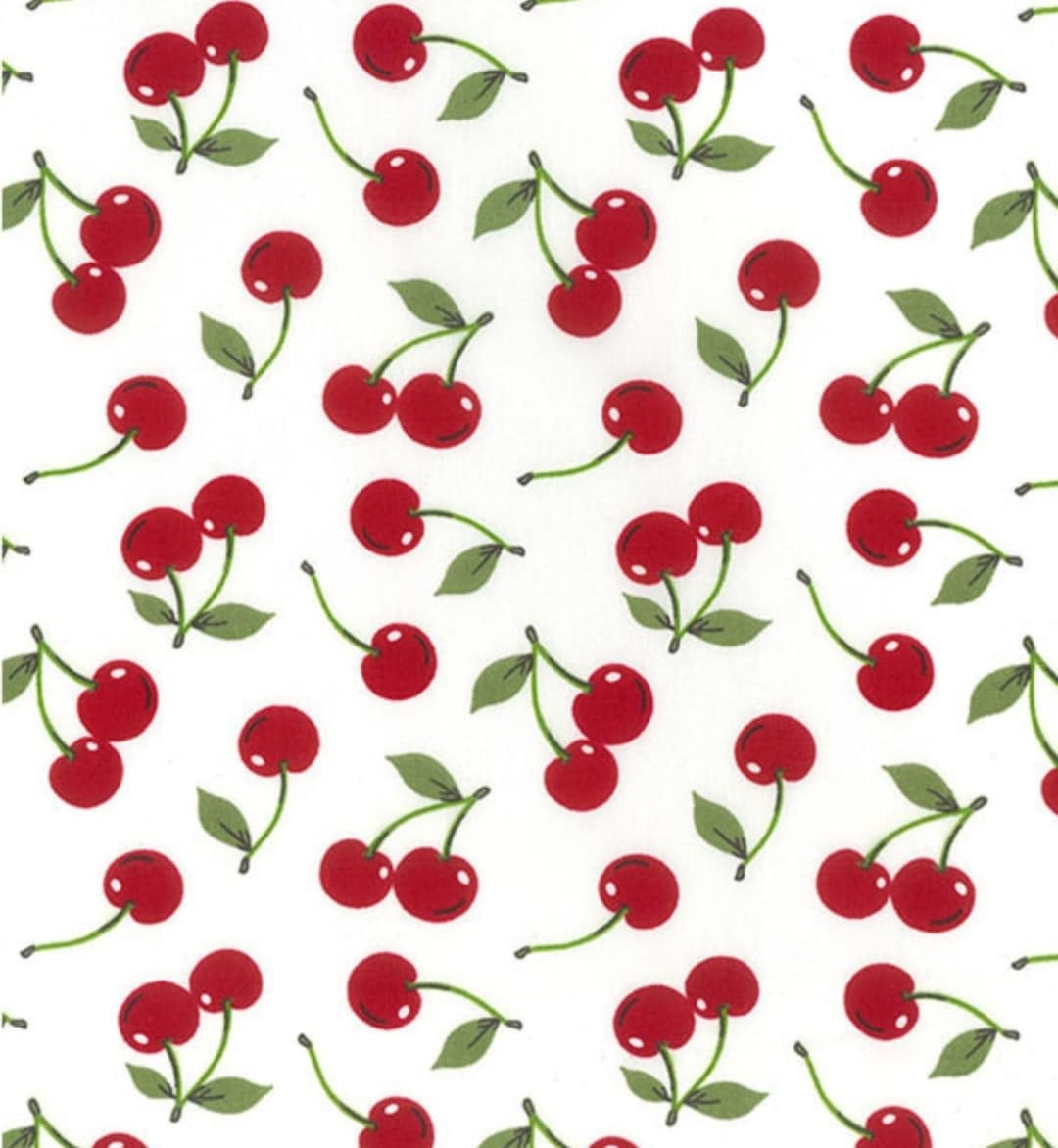 Cherry Fabric, 100% Cotton Print, Craft and Clothing, Quilting Fabric ...