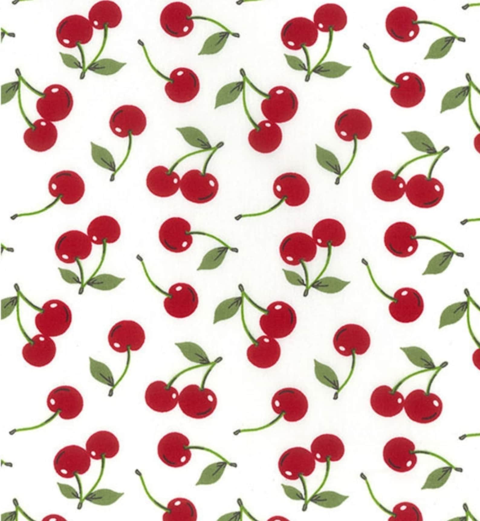 Cherry Fabric 100% Cotton Print Craft and Clothing Quilting | Etsy