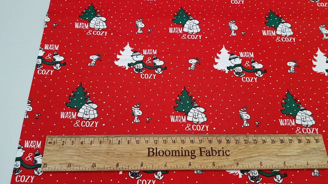 Snoopy Fabric, Peanuts Fabric, Warm and Cosy, Christmas Fabric ...