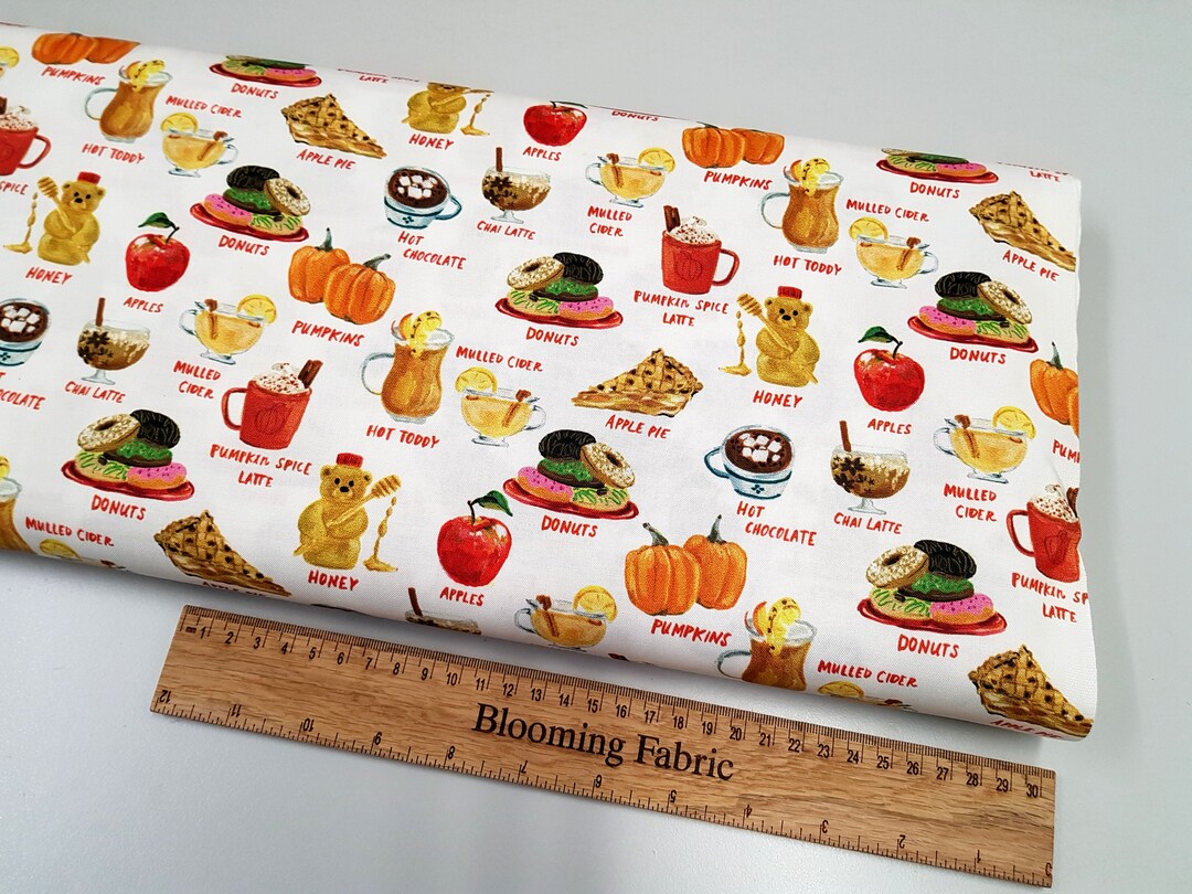 Food Fabric, Dessert Fabric, Sweet Drinks 100% Woven Cotton, Cotton ...