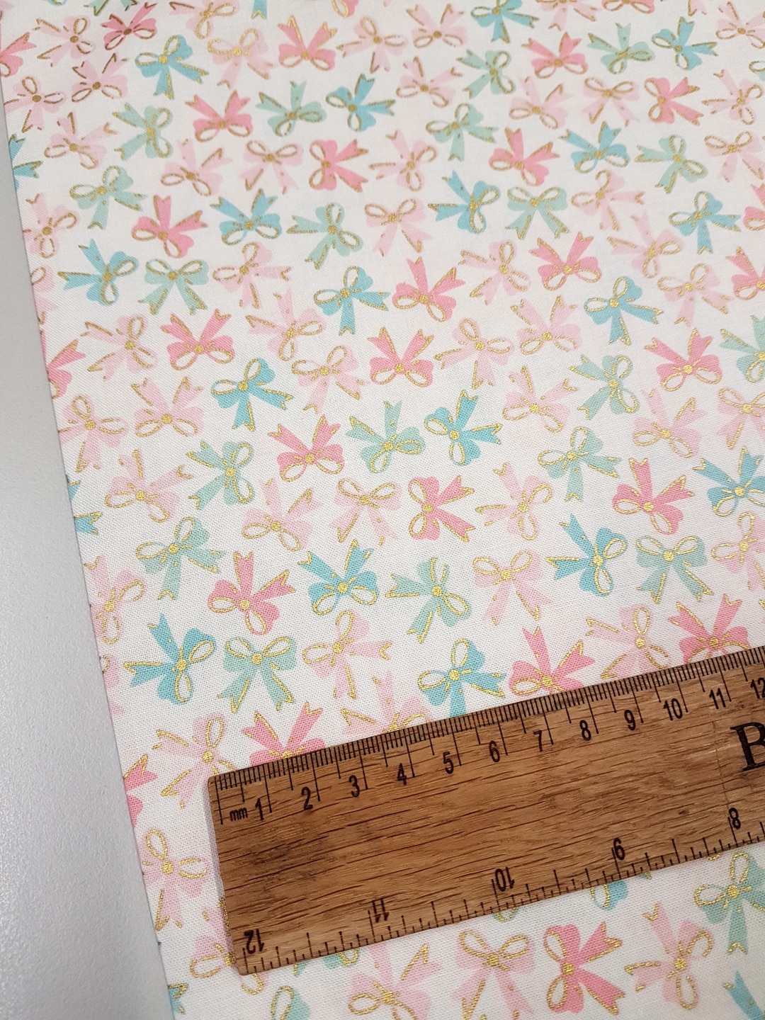 Bows Cotton Fabric Pink Bow & Blue, 100% Cotton Yard/meter Wide 44" - Etsy